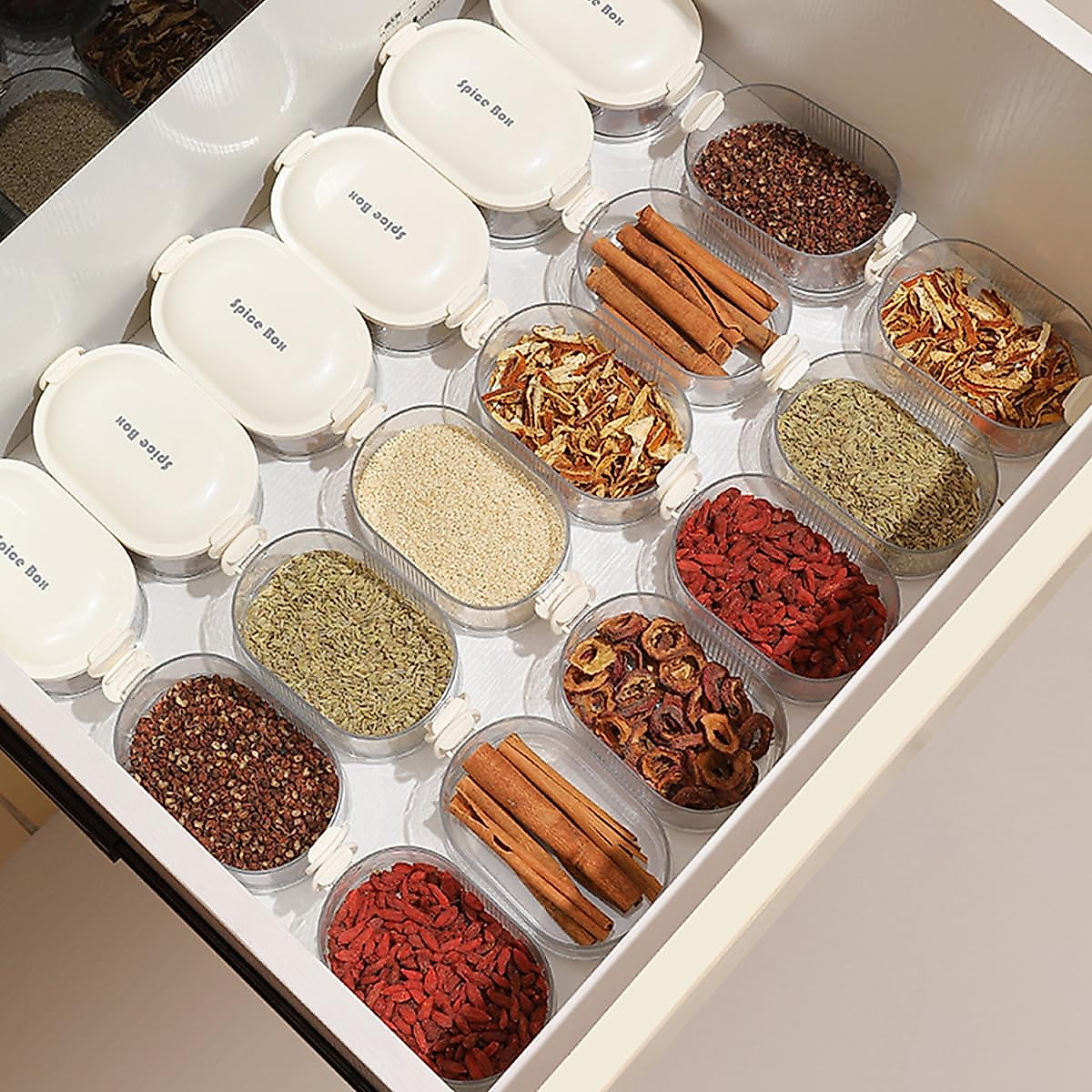ZAAWUUT Spice Storage Box,Leakproof,Freezer Safe, Cereal Containers with Easy Lock Lids for Kitchen Pantry Organization (Green, Single-Layer)