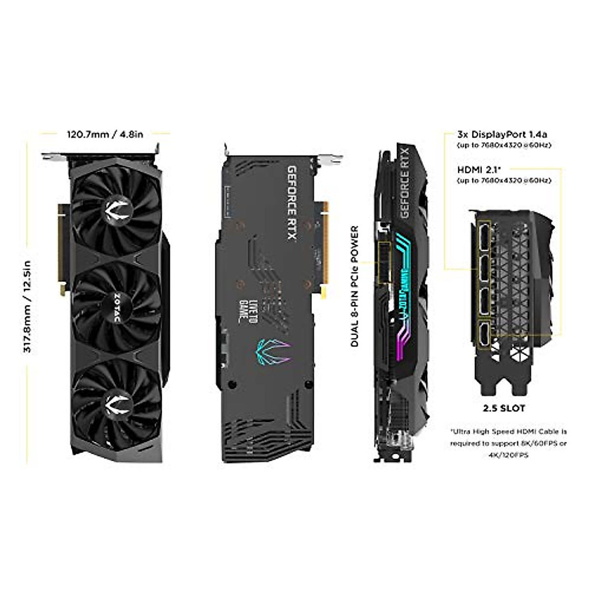 ZOTAC GAMING GeForce RTX 3080 Trinity OC 10GB GDDR6X 320-bit 19 Gbps PCIE 4.0 Graphics Card, IceStorm 2.0 Advanced Cooling, SPECTRA 2.0 RGB Lighting, ZT-A30800J-10P