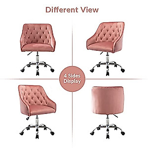 Recaceik Home Office Desk Chairs, Adjustable Swivel Ergonomic Office Chair, Soft Velvet Computer Desk Task Chairs for Home Office, Bedroom, Living Room, Study, Light Pink