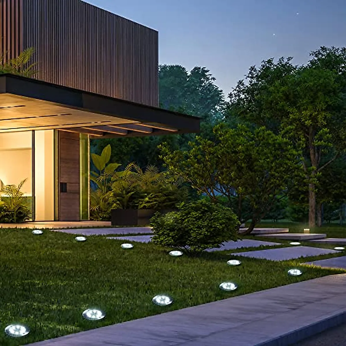 SOLPEX 12 Pack Solar Ground Lights, 8 LED Solar Powered Disk Lights Outdoor Waterproof Garden Landscape Lighting for Yard Deck Lawn Patio Pathway Walkway (White)