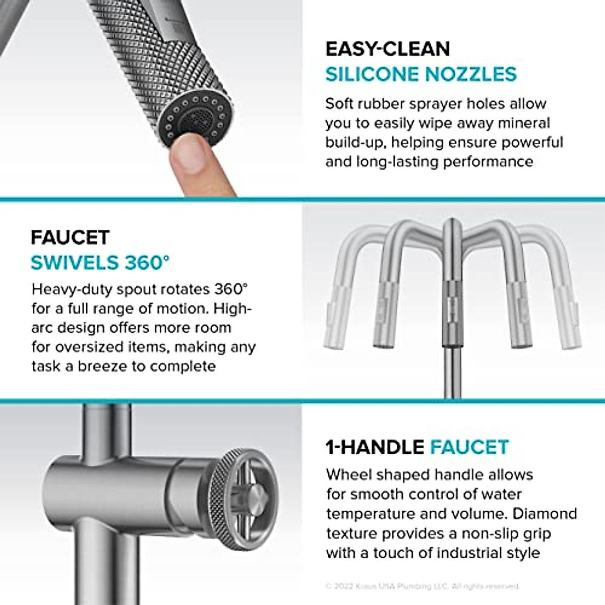 KRAUS Urbix Industrial Pull-Down Single Handle Kitchen Faucet in Spot-Free Stainless Steel, KPF-3126SFS