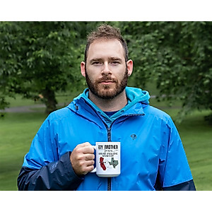 Personalized My Brother Forever Mug from Brother and Sister, Customizable Long Distance Coffee Mug Gifts for Brother, Custom All US States 11oz or 15oz Coffee Cup (15 oz., W/Black Inner & Handle)