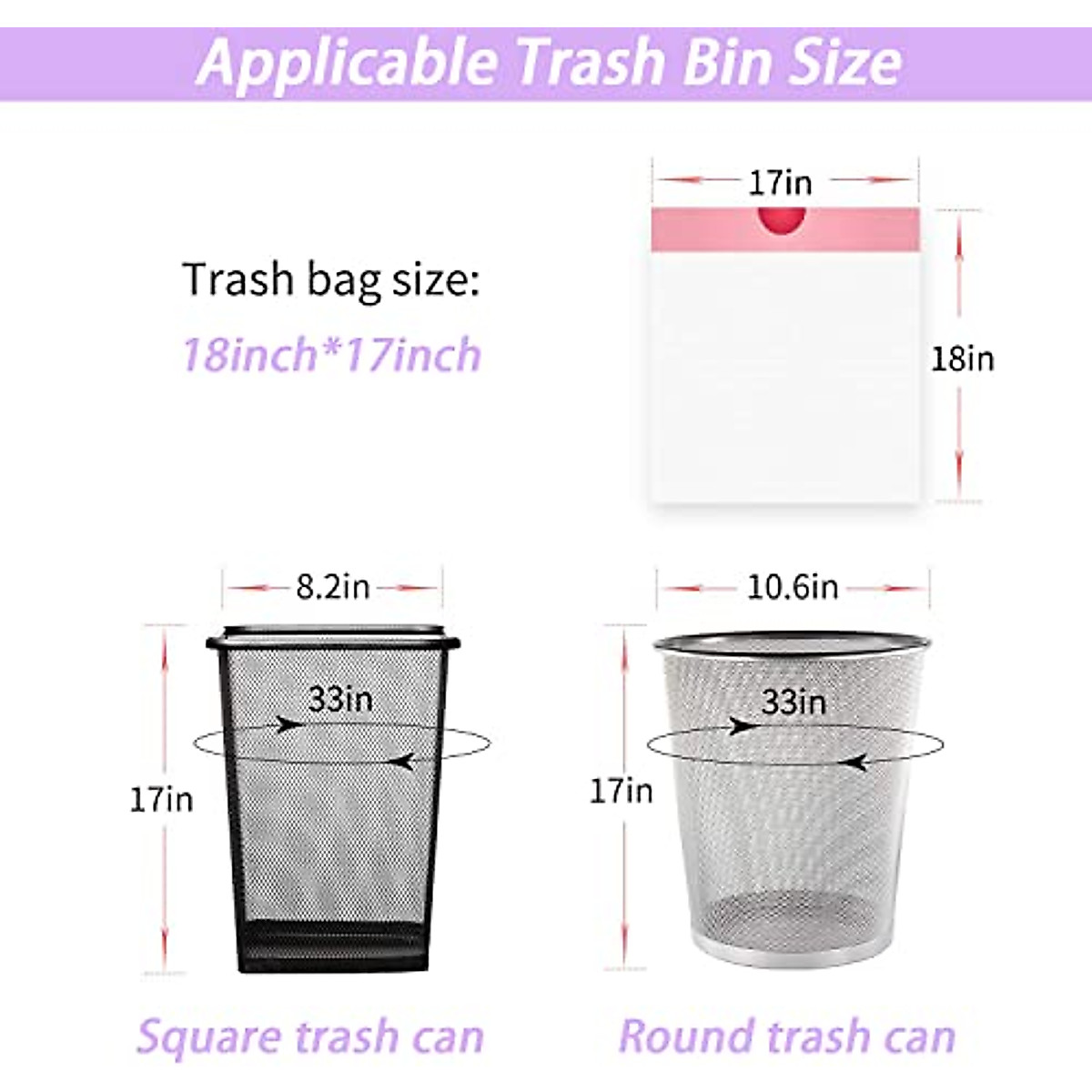 Small Trash Bag - 2.6 Drawstring Garbage Bags Bathroom Trash can Liners 10 Liters for Bedroom Bathroom Office Home 60 Counts