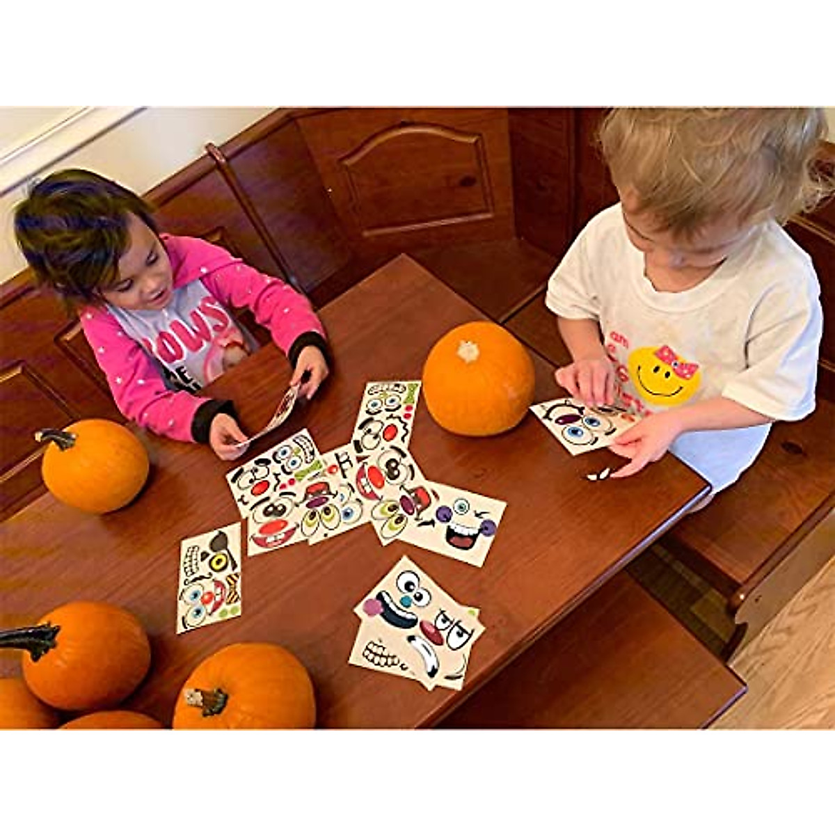 36 Pack Halloween Pumpkin Decorating Stickers Mini Make 36 Small Pumpkin Face Stickers for Halloween Kids Toddlers Party Favors Halloween Treats Stickers Gifts 18 Sheets