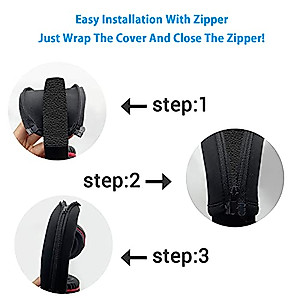 PChero Replacement Headphone Headband Cushion Pad Cover with Zipper, Head Band Protector Compatible with ATH M50, M40X, M40, G PRO X, HS50, HS60, HS70 Over Ear Headset (Black)