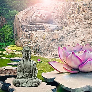 YUEFUDU Meditating Sandstone Buddha Fish Tank Decoration Fish Tank Accessories Tank Home Garden Decoration, Simulation Crafts Fish Tank Accessories(Fearless)