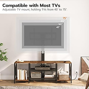 HOOBRO TV Stand with Mount and Power Outlet 55.1", Entertainment Center with Swivel TV Mount for TVs Up to 75", TV Stand Mount with Storage Shelves for Living Room, Bedroom, Rustic Brown BF146UDS01