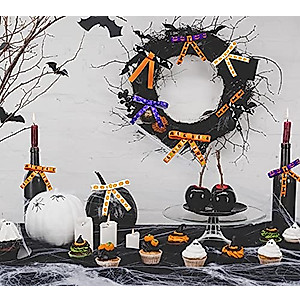 3/8" Halloween Ribbon for Gift Wrapping (10rolls, 50yds), Orange Ribbons for Crafts Wreaths with Spider Web Pumpkin Bat, Ribbon for Hair Bows Halloween Party Home Decor