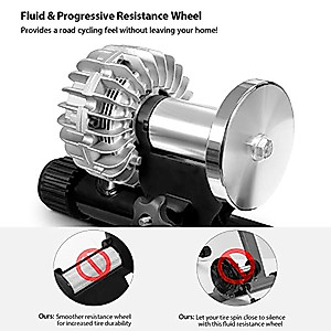 Sportneer Fluid Indoor Bike Trainer Stand - Indoor Riding Cycling Exercise Stationary Bicycle Stands Trainers with Noise Reduction Wheel for Road Bike Black 21.3 x 7.9 x 25.2"