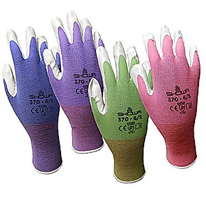 4 Pack Showa Atlas NT370 Atlas Nitrile Garden Gloves - Small (Assorted Colors)
