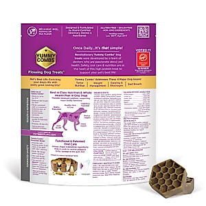 Yummy Combs - Dog Dental Treats | Removes Tartar - Vet VOHC Approved | A Yummy Treat for Teeth Cleaning - Chicken Protein | Medium 36oz and Large 36oz