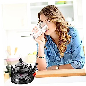 FELTECHELECTR Enamel Kettle Induction Tea Kettle Black Kettle Camping Kettle Porcelain Teapot Cast Iron Enamel Kettle Loose Leaf Teapot Black Retro Tea Pot Kitchen Kettle Enamel Water Pot Coffee