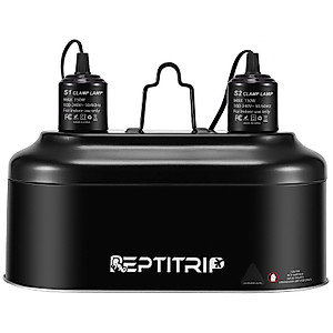 REPTITRIP Dual Reptile Light Fixture, Suitable for Reptile Heat Lamp and UVB Reptile Light, Maximum 150W, Reptile Lighting Accessories, Improve UVB and Heat Lamp Performance E26 Socket