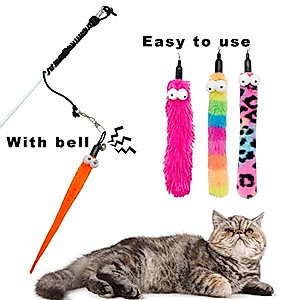 CATENESS Cat Worm Toy Cat Wand Replacement Worms, 8 PCS Worms Cat Toy Refill, Interactive Cat Wand Attachments Worm for Cat Toys