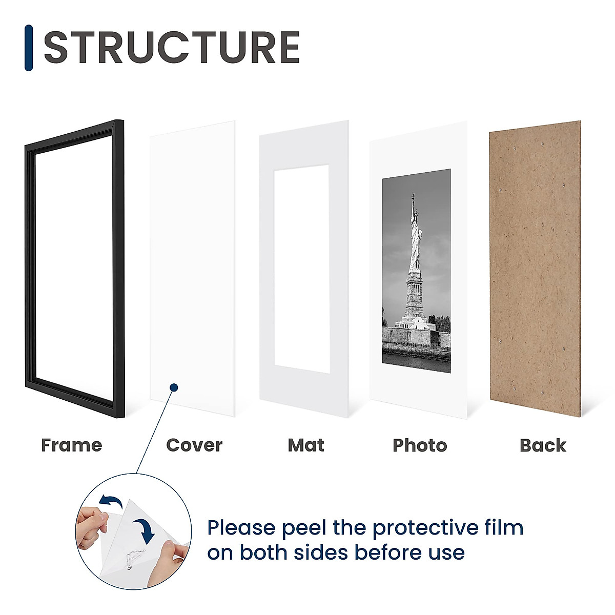 ENJOYBASICS 16x20 Picture Frame, Display Poster 11x14 with Mat or 16 x 20 Without, Wall Gallery Photo Frames, Black, 2 Pack