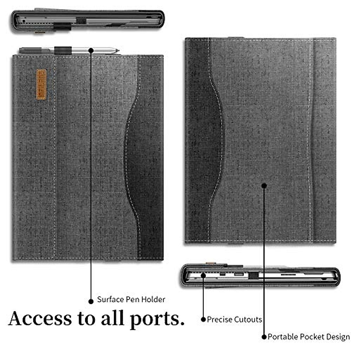 INFILAND Microsoft Surface Pro 7+/ Surface Pro 7 Plus Case Cover Compatible with Microsoft Surface Pro 7+/ Surface Pro 7/ Surface Pro 6/ Surface Pro 5/ Surface Pro 4 12.3 inch Tablets, Gray