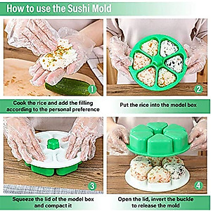 6 in 1 Onigiri Mold Triangle Sushi Mold, Sushi Mold Case DIY Onigiri Maker, Able to Make up to 6 Triangular Sushi at The Same Time Quickly And Easily