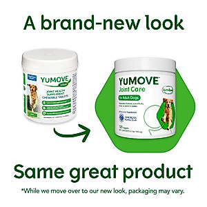 YuMOVE Adult Dog Tablets | Hip and Joint Supplement for Dogs with Glucosamine, Chondroitin, Hyaluronic Acid, Green Lipped Mussel | Dogs Aged 6 to 8 | 120 Count Tablets, Treat Colored