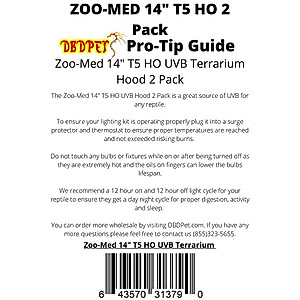DBDPet (2 Pack) Reptisun 14" T5HO Terrarium Hood Light Fixture & Free 5.0 UV-B Bulb by Zoomed - Includes Attached Pro-Tip Guide - Great for Small Reptiles, Chameleons, Geckos, and More!