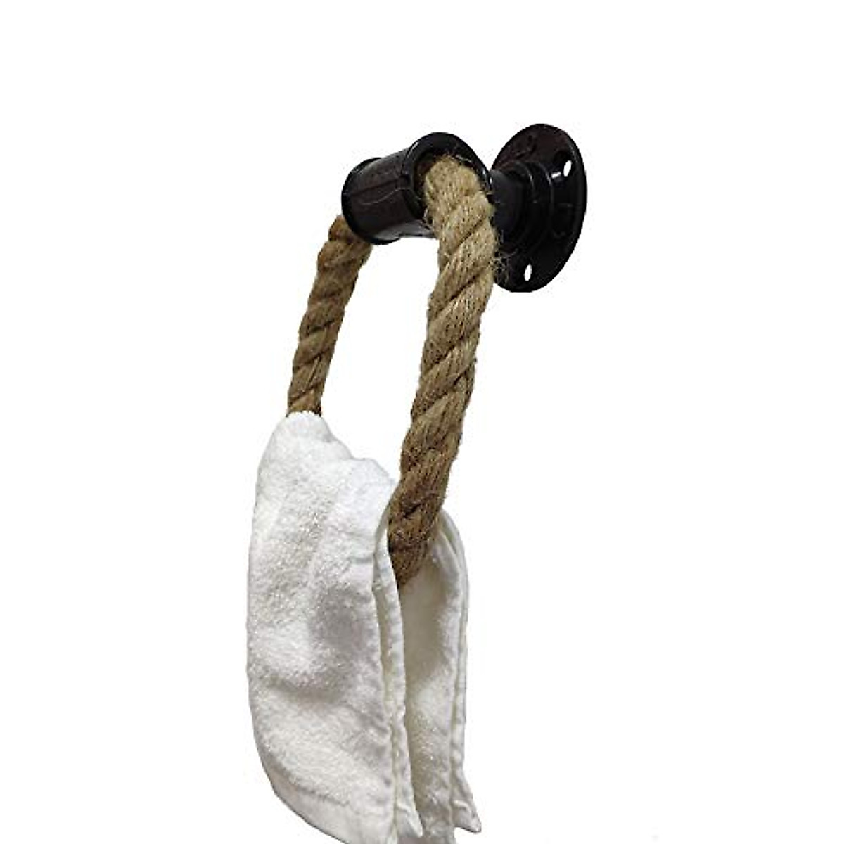 Nautical Towel Ring,Industrial Pipe Rope Towel Ring Wall Mounted Rustic Hand Towel Holder Bathroom Decor