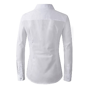 Beninos Womens Dress Shirts Long Sleeve Button Down Shirt Work Wear (225 White, XS)