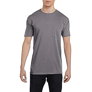 Comfort Colors Men's Adult Short Sleeve Pocket Tee, Style 6030 (Large, Granite)