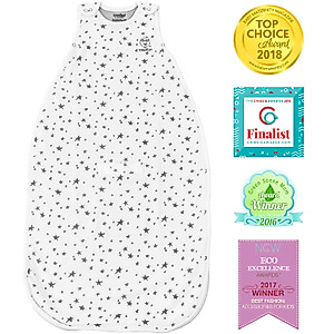Woolino Toddler Sleeping Sack, 4 Season, Merino Wool and Organic Cotton, Baby Sleep Bag, 2-4 Years, Stars