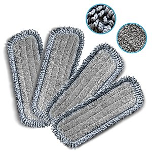 DDSNTY 4 Pcs Microfiber Spray Mop Pads Replacement Head for Wet Dry Dust Mop, Reusable Washable Mop Heads Refills Compatible with Bona Floor Care System for Kitchen Home Commercial Floor Cleaning
