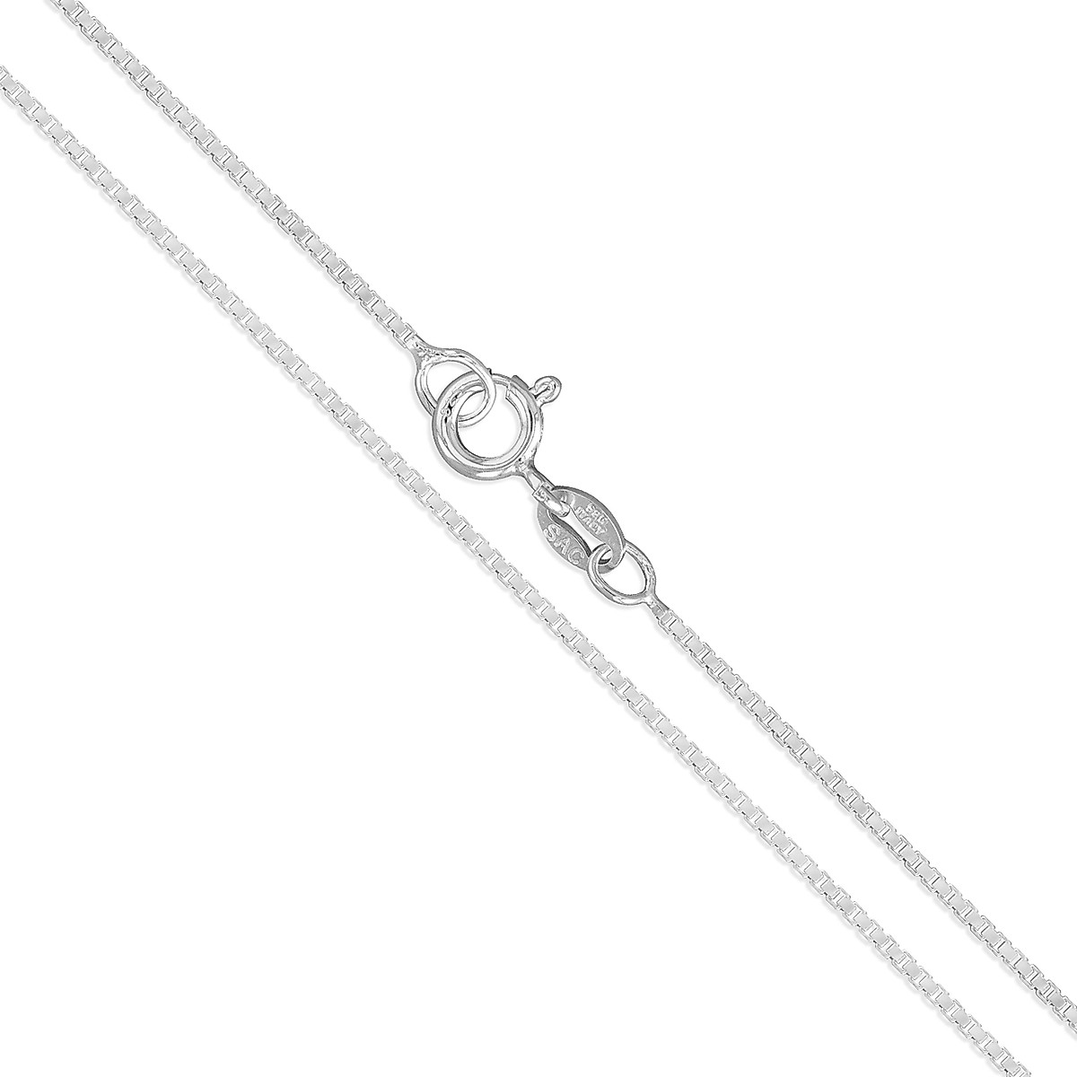 SAC SILVER Sterling Silver Box Chain 1mm Genuine Solid 925 Italy Classic New Necklace 15in