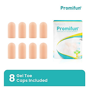 Promifun Silicone Toe Protectors - 4 Paris Gel Toe Sleeves Toe Protectors - Toe Caps with Aloe Vera Essential Oils - Toe Cushions for Pain Relief, Toe Protection for Corns, Calluses (4M)