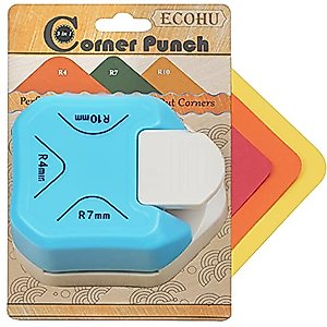 ECOHU Round Corner Punch, 3 in 1-3 Way Corner Puncher Cutter for Paper Craft (R4mm+R7mm+R10mm) for Cutting Different Corners, DIY Projects, Card Making & Scrapbooking