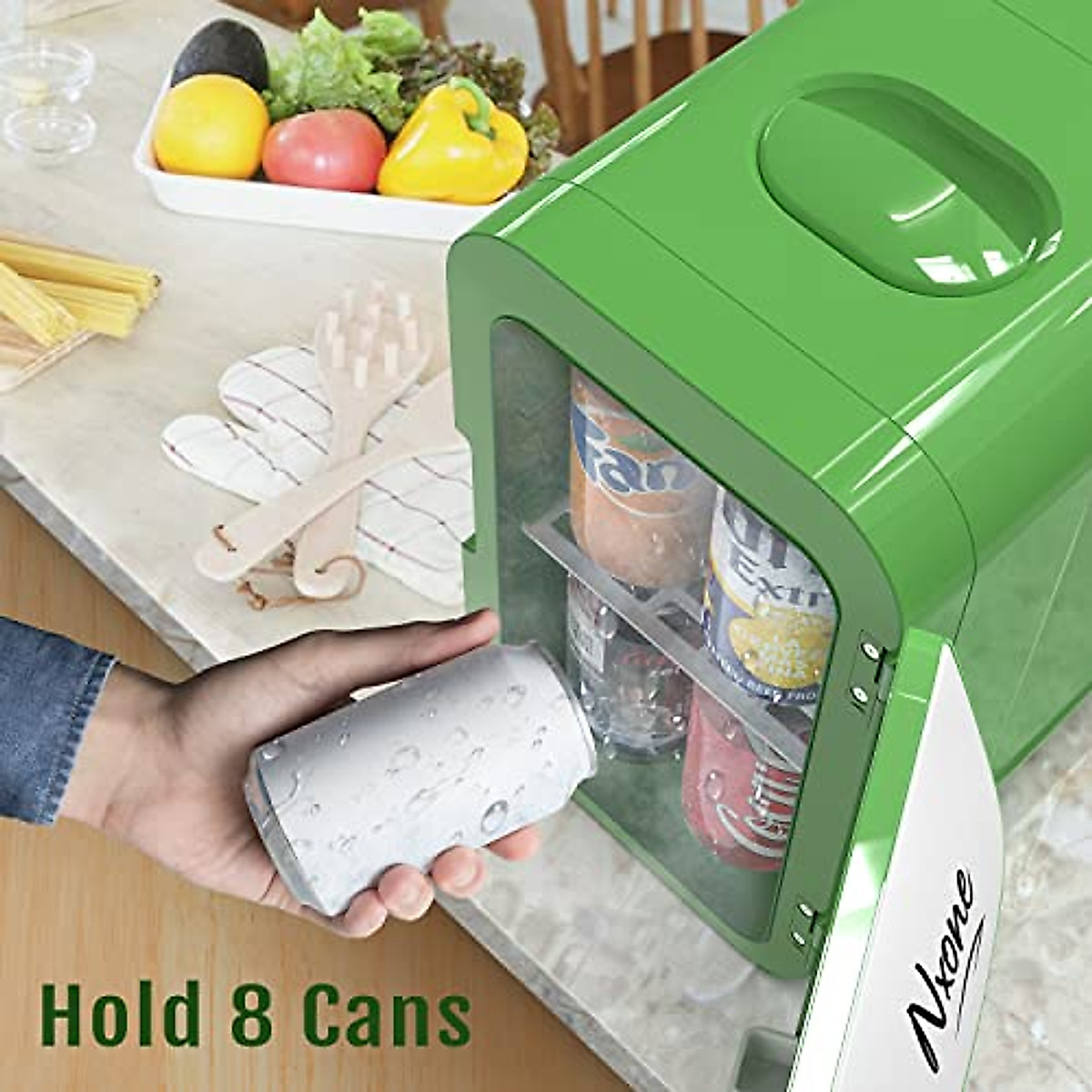 NXONE Mini Fridge,6 Liter/8 Can AC/DC Small Refrigerator,Portable Thermometric Cooler and Warmer Freezer Skincare fridge for Foods,Beverage,Medications, Home,Bedroom,Dorm,Office and Car