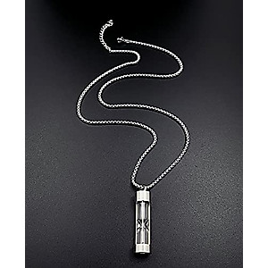 YOUFENG Urn Necklace for Ashes Timeless Hourglass Memorial Pendant Keepsake Cremation Jewelry for Human Pet Ashes Silver