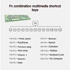 Mofii Wireless Keyboard and Mouse Combo,2.4G USB Multi-Color Cute Full Size Keyboard and Optical Mice Set for Computer Desktop PC Laptop (Green-Mixed)……