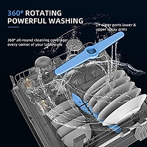 Dr. Lazy Countertop Dishwasher, Portable Dishwasher with 4 Place Settings, 5 Washing Programs, Hot Air Drying & Storage, Compact Dish washer for Dorm, RV& Apartment