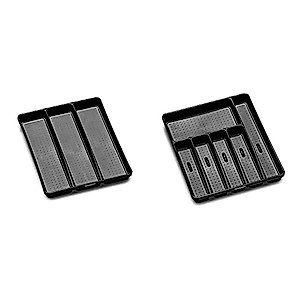 madesmart 3 Compartment Utensil Tray + 6 Compartment Utensil Tray, Soft-Grip Lining, Non-Slip Feet, & BPA-Free