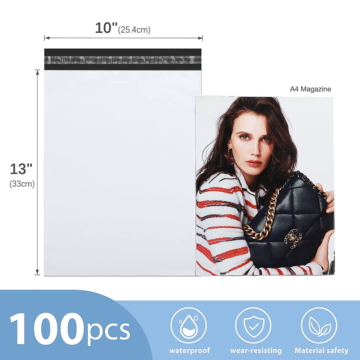 Metronic Poly Mailers 10x13 100 Pcs | Medium Shipping Bags for Clothing | Mailing Bags for Small Business, Shipping Envelopes,Packing Bags in White