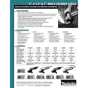 Makita 9557PB-R 4-1/2 in. Paddle Switch AC/DC Angle Grinder (Renewed)
