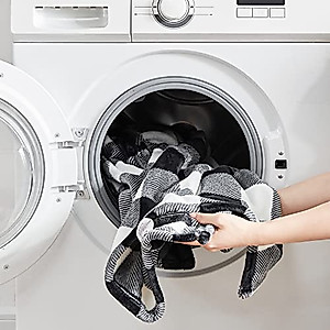 Touchat Fleece Throw Blankets, Black and White Buffalo Plaid Throw Blanket for Couch Sofa Bed, Soft Warm Fuzzy Cozy Plush Checkered Blanket, Lightweight Farmhouse Decor 50" x 60"