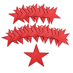 50pcs Glitter Star Cutouts, 6inch Twinkle Star Glitter Paper Confetti Star Shape Paper Cut Outs for Bulletin Board Classroom Wall Party Supplies (Red)