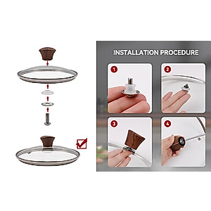 LC LICTOP 8" Tempered Glass Lid 304 Stainless Steel Rim Cookware Cover Replacement for 8-Inch Pan Pot (Heat Resistant Bakelite Knob)