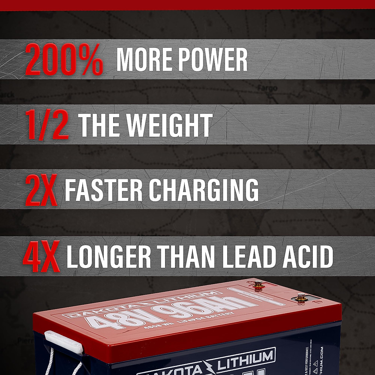 Dakota Lithium – 48V 96Ah LiFePO4 Deep Cycle Battery, 11 Year USA Warranty 2000+ Cycles, SLA Replacement Battery, Solar Power Systems, 48V Electric Vehicles, Electric Motors, Charger not Included