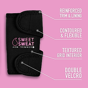 Sports Research Sweet Sweat Arm Trimmers for Men & Women | Increases Heat & Sweat Production to The Bicep Area | Includes Mesh Carrying Bag (Pink, Medium)