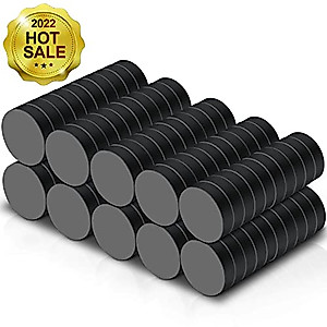 MIN CI 100Pack Magnets for Crafts, 18 x 5mm Black Circle Ceramic Industrial Magnets, Small Round Disc Crafts Magnets, for DIY Refrigerator Science Projects Whiteboard School, Strong Ferrite Magnets