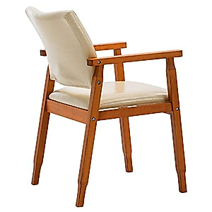 NOBPEINT Mid-Century Dining Side Chair with Faux Leather Seat in Tan, Arm Chair in Walnut,Set of 2