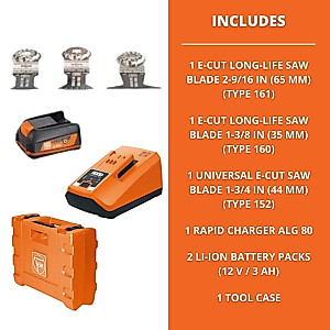 Fein Multimaster Tool AMM 300 Plus Start Oscillating Kit - 12V Battery-Powered Cordless Multi Tool for Interior Work and Renovation - Includes 7 Accessories and Case - 71293261090