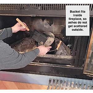 Mini Ash Bucket with Shovel, Gloves and Hand Broom, 1.5-Gallon Pail with Lid, Metal Bucket Coal and Ash Carrier Wood Pellet Storage Container Tool Set for Fireplace Fire Pit, Iron Ash Stove