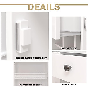 4ever2buy Farmhouse Coffee Bar Cabinet with Storage, White Coffee Bar with Drawer, Kitchen Buffet Cabinet with Barn Door, Wine Bar Cabinet with 9 Wine Racks for Dining, Living Room