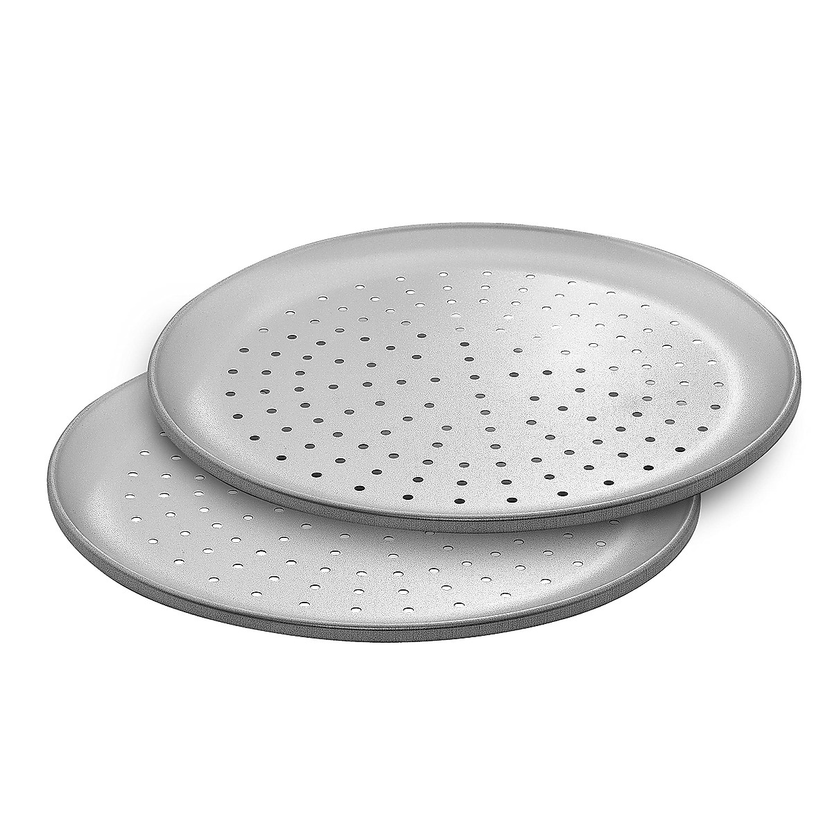 G & S Metal Products Company Grill Sensations Set of Two 12-inch Pizza Pans, Gray, GS248TH-AZ