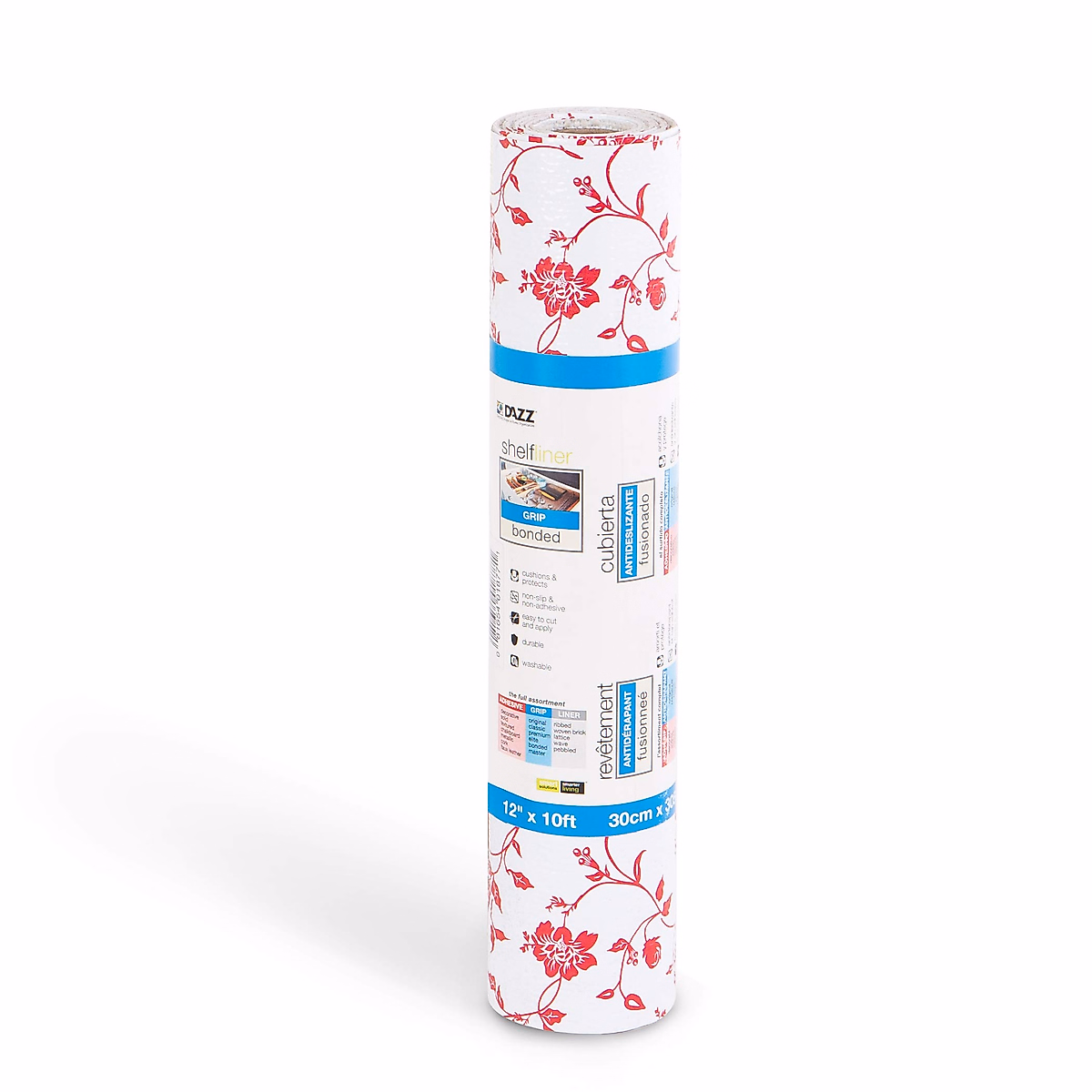 Smart Design Bonded Grip Shelf Liner - 12 Inch x 10 Feet - Non Adhesive, Strong Grip Bottom, Easy Clean Kitchen Drawer, Cabinet, Cupboard Dresser Protector Cover, Non Slip Rubber Mat - Wisteria Red